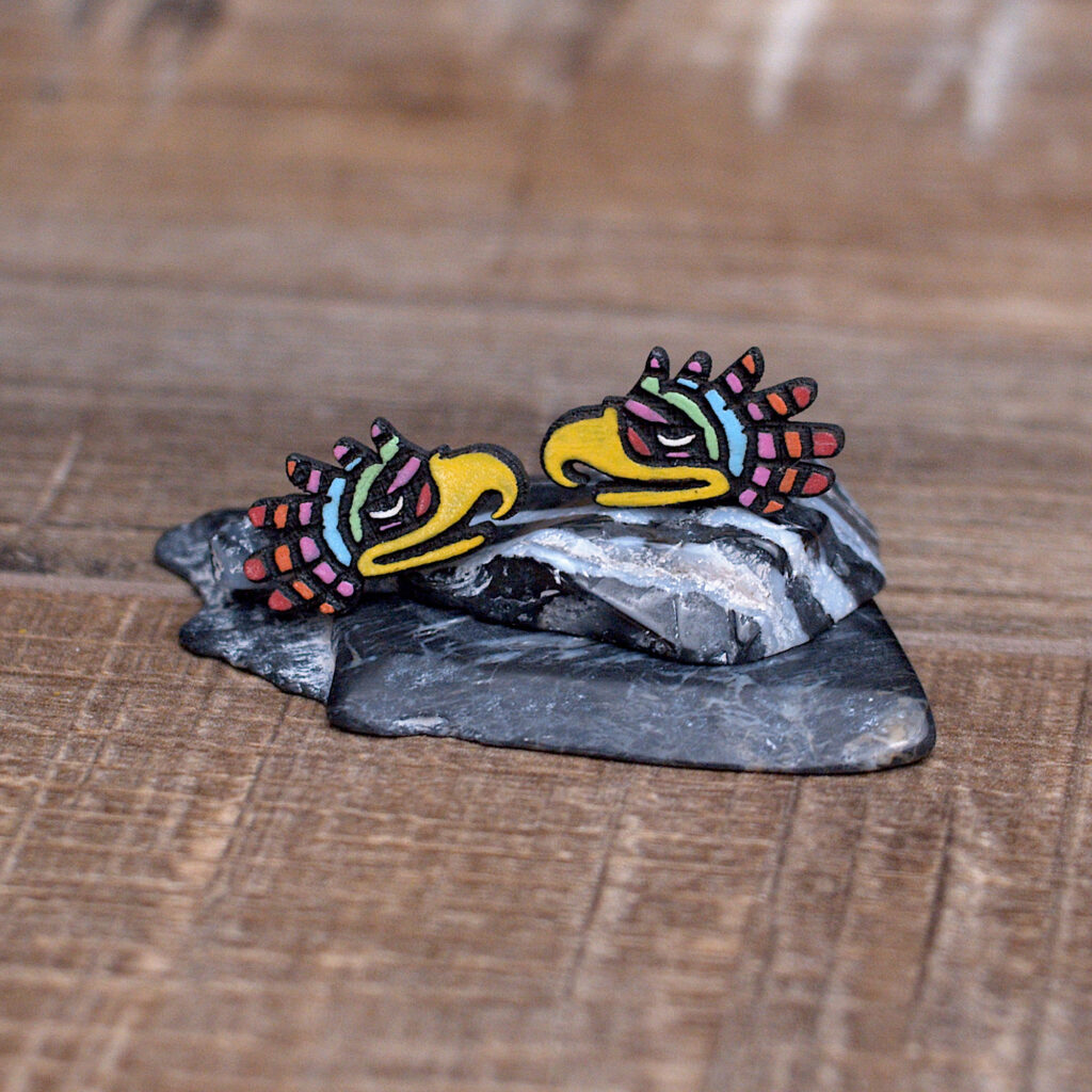 Aztec Cuauhtli (Eagle) Borgia wood earrings